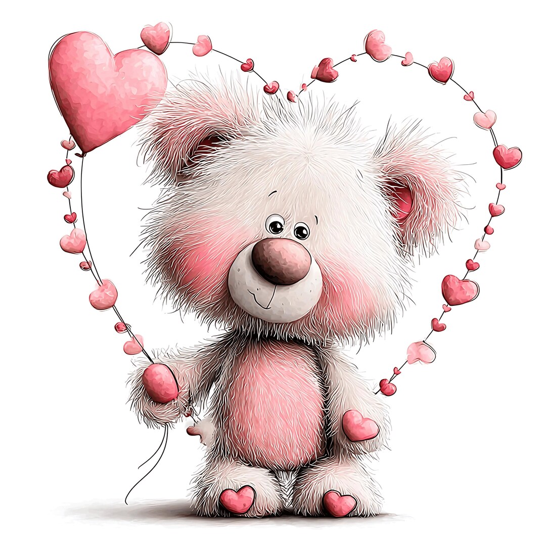 33 Valentine's Day Teddy Bear Clipart: Watercolor Love Graphics ...