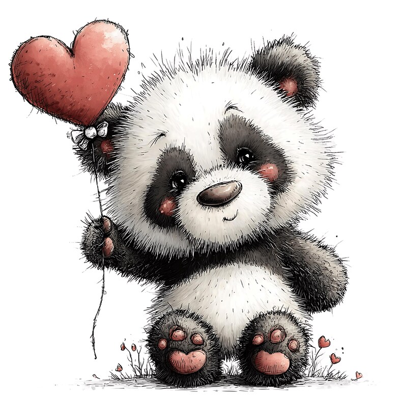 18 Cute Panda Valentine Day Clipart: Whimsical Graphics (PNG - Digital ...