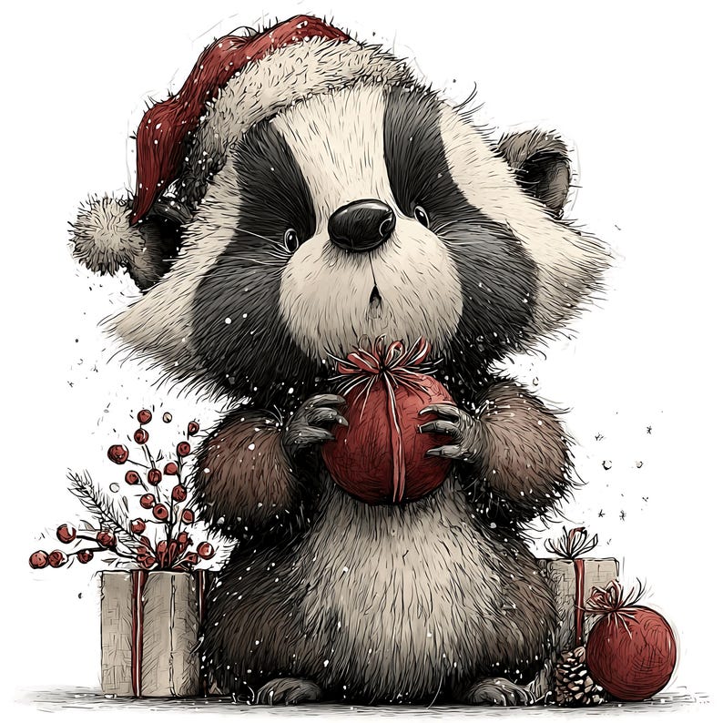 15 Christmas Animals Clipart : Holiday Illustration Bundle ( PNGS ...
