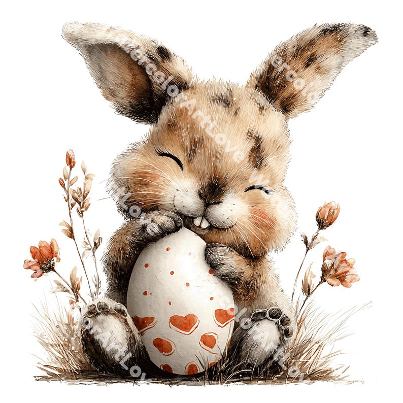 Easter Bunny & Egg Clipart, Printable Pngs (digital Download) - Etsy