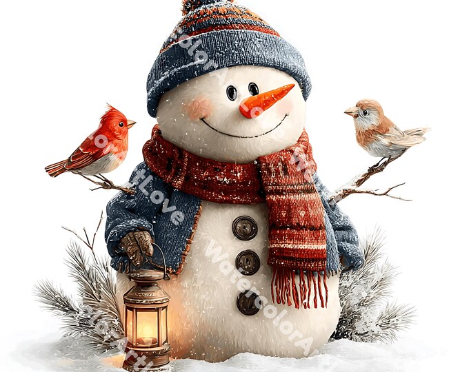 Whimsical Christmas Snowman Clipart – Cute Holiday Winter PNG Set ...