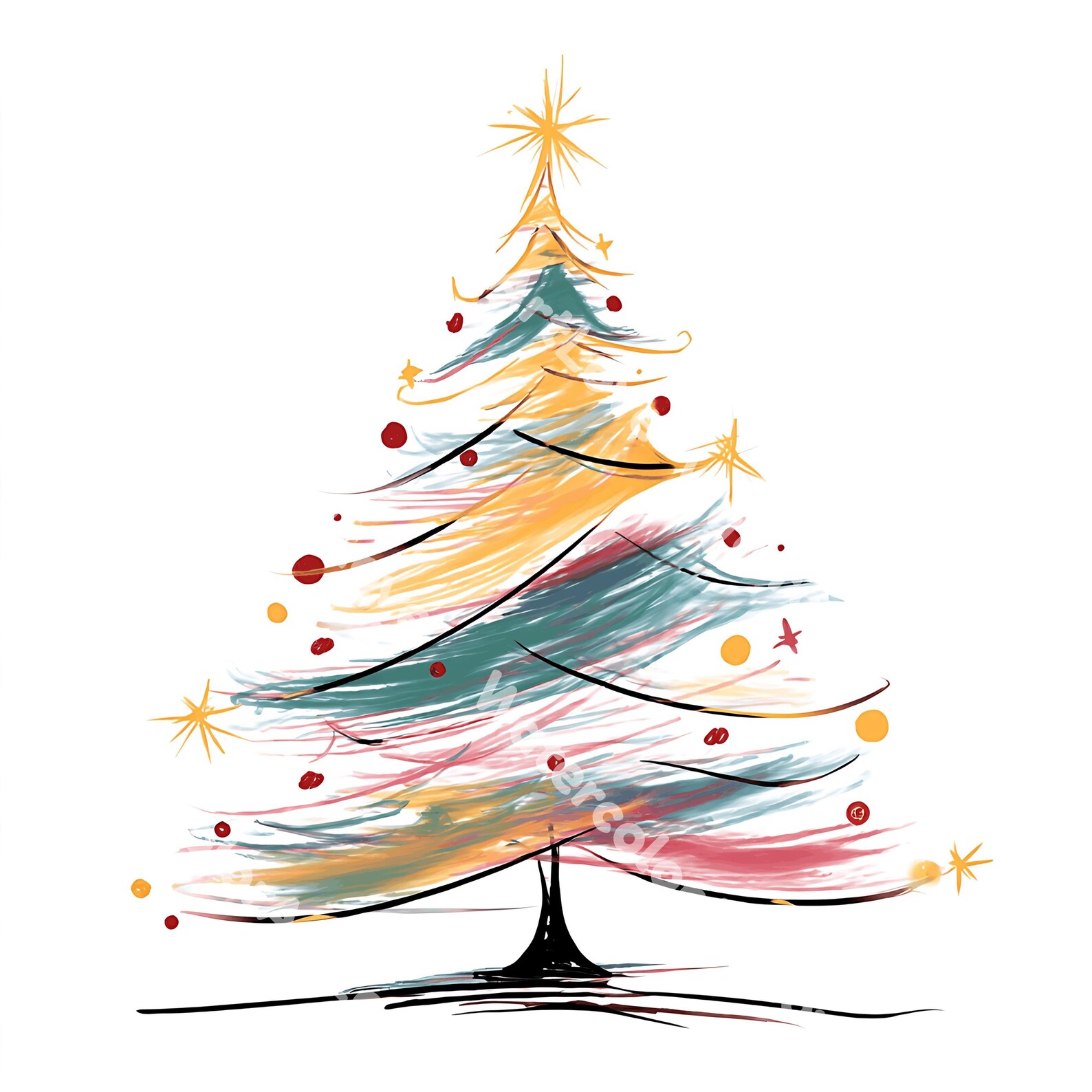 22 Line Art Christmas Tree Clipart - (digital Download Pngs) - Etsy