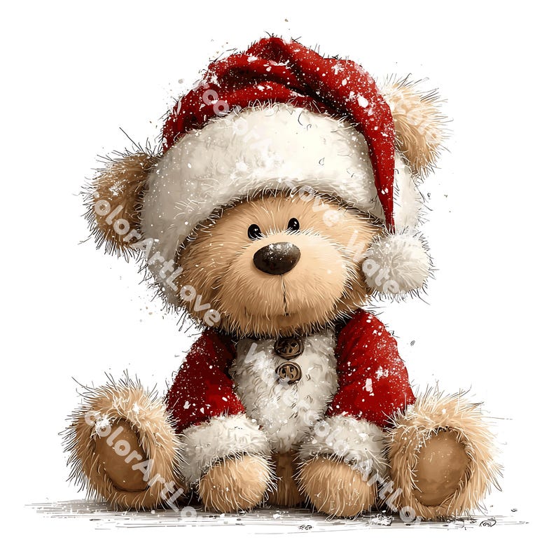 30 Christmas Teddy Bear Clipart: Festive Holiday Graphics (digital ...
