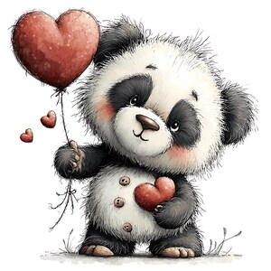 18 Cute Panda Valentine Day Clipart: Whimsical Graphics (PNG - Digital ...