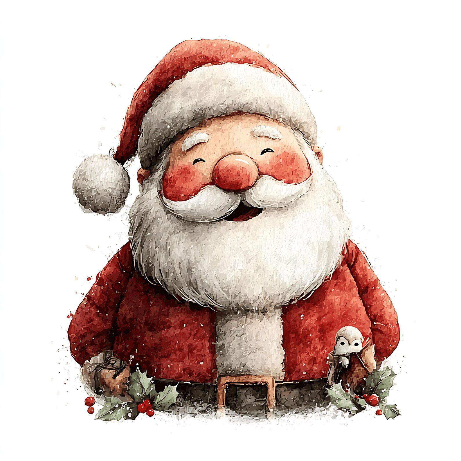 Santa Claus Watercolor Clipart Set: Christmas Card Graphics (digital ...