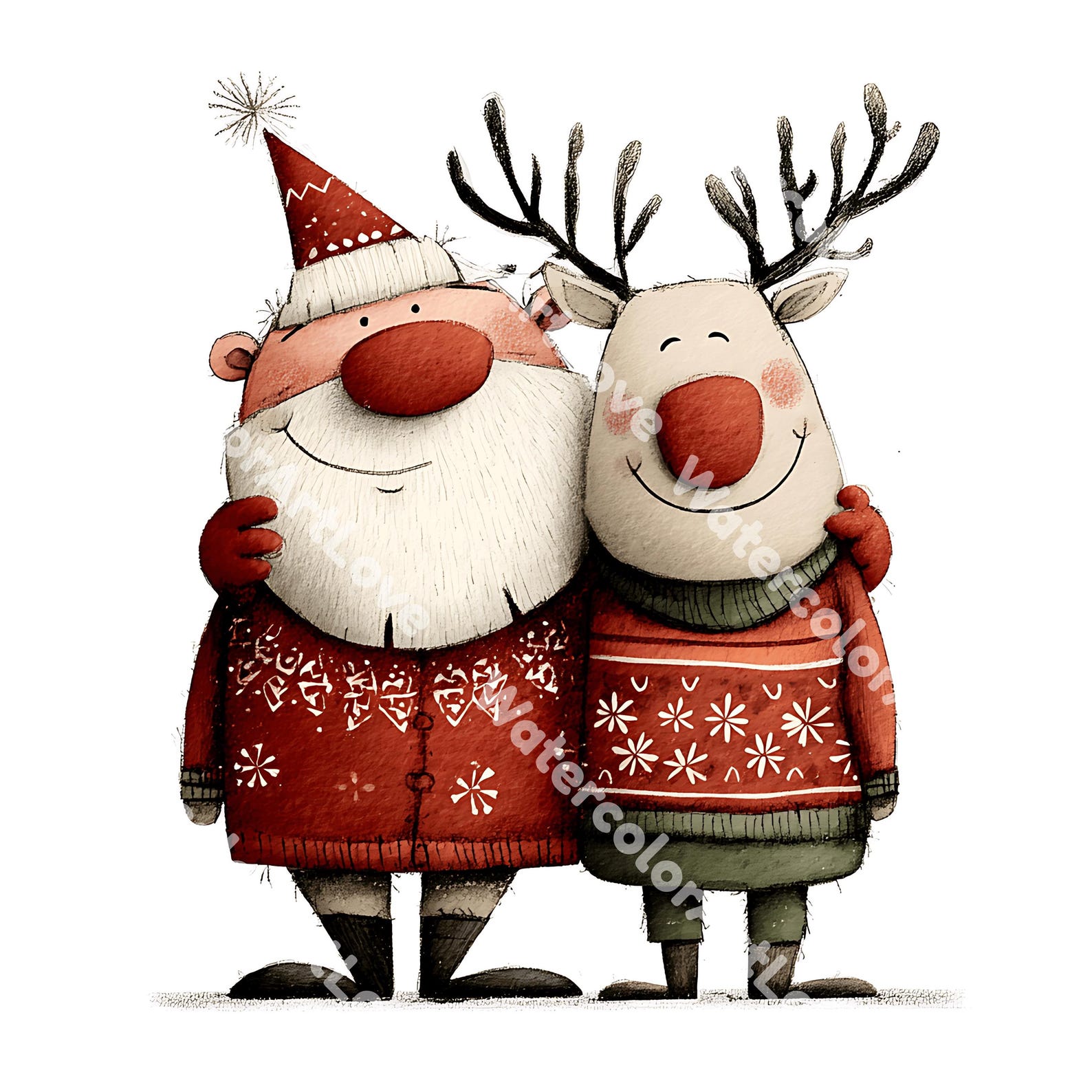 22 Santa Claus With Deer Clipart, Christmas Santa Clipart, Christmas ...