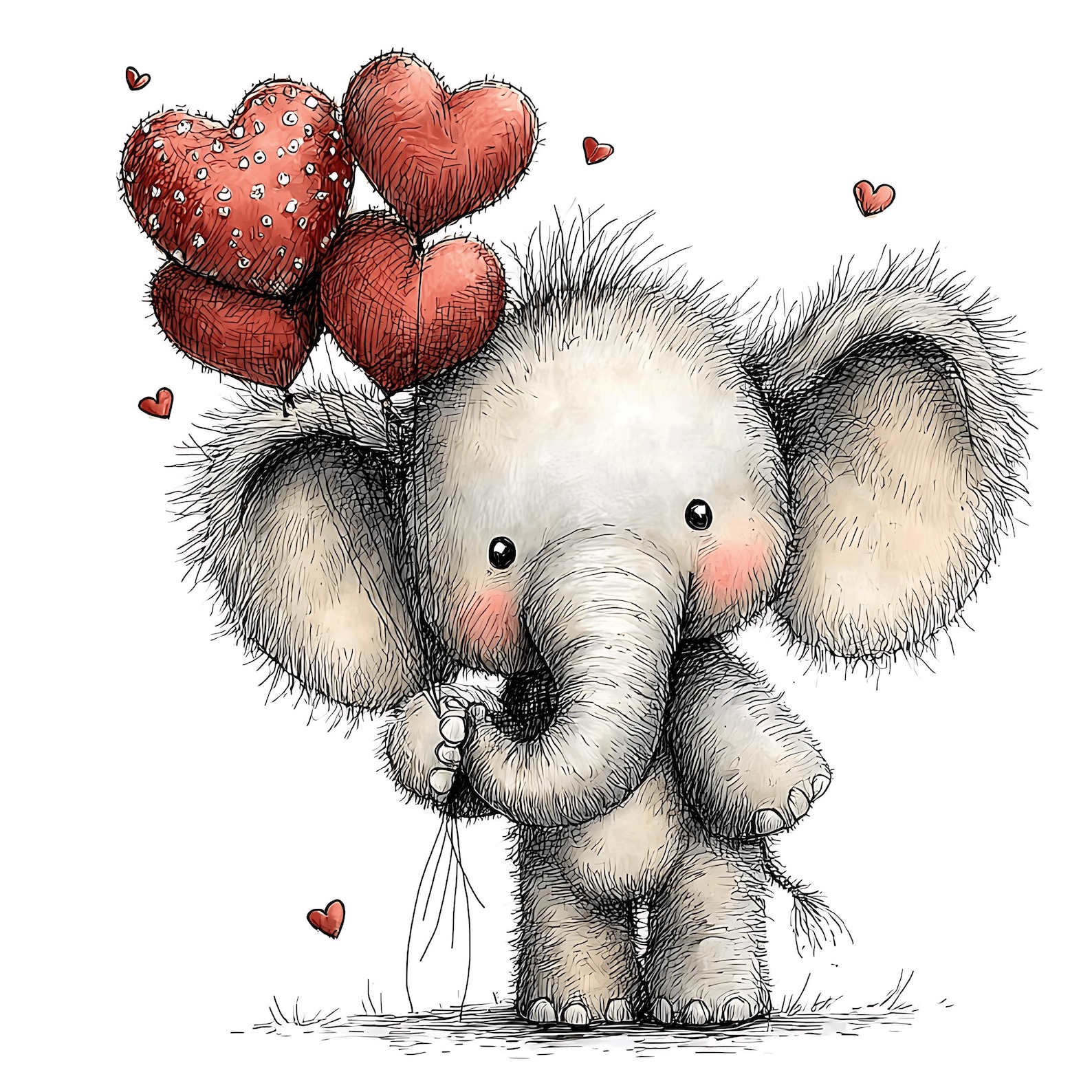17 Cute Elephant Valentine Day Clipart: Whimsical Graphics (PNG ...