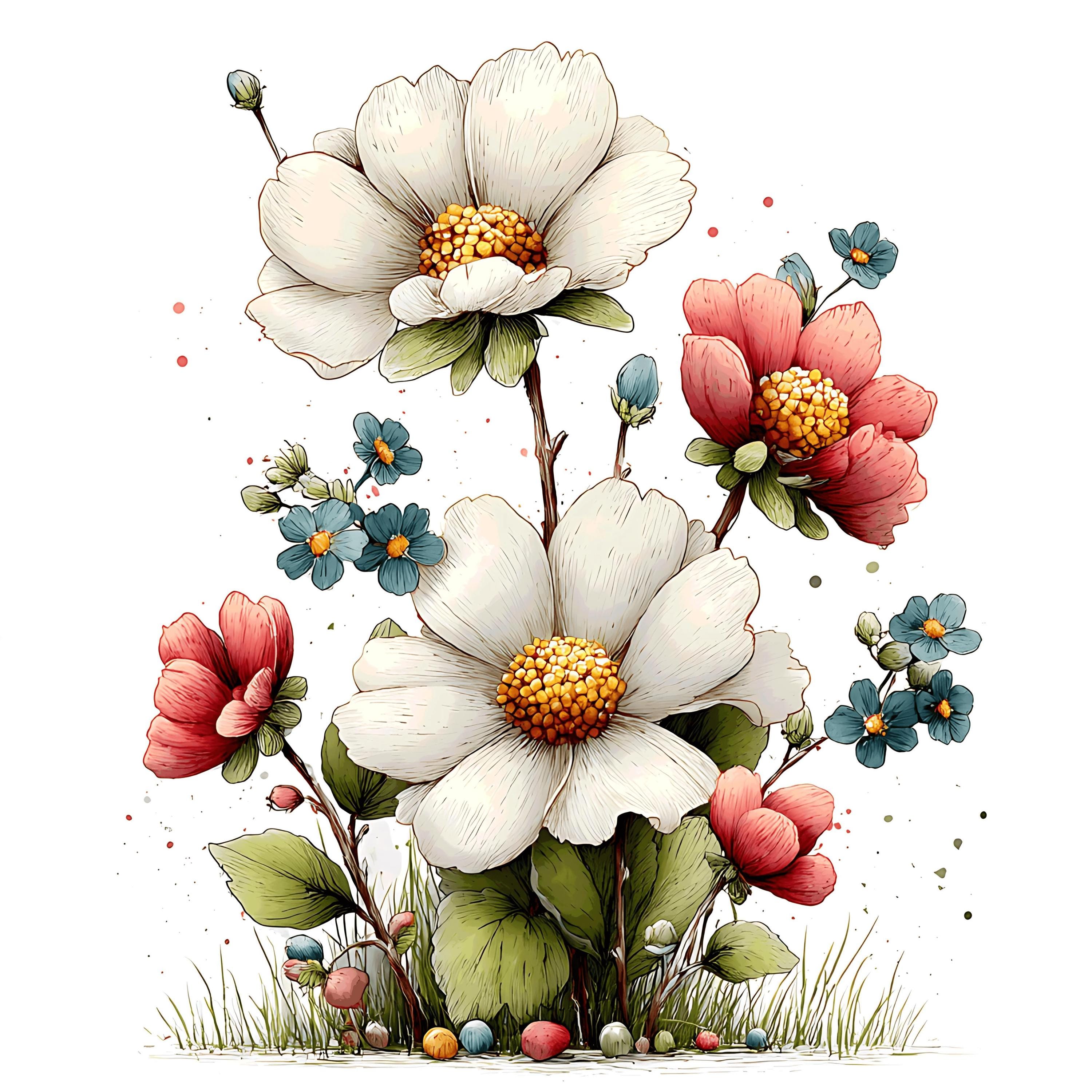 24 Flowers Spring Clipart: Floral Graphics (digital Download - Pngs) - Etsy