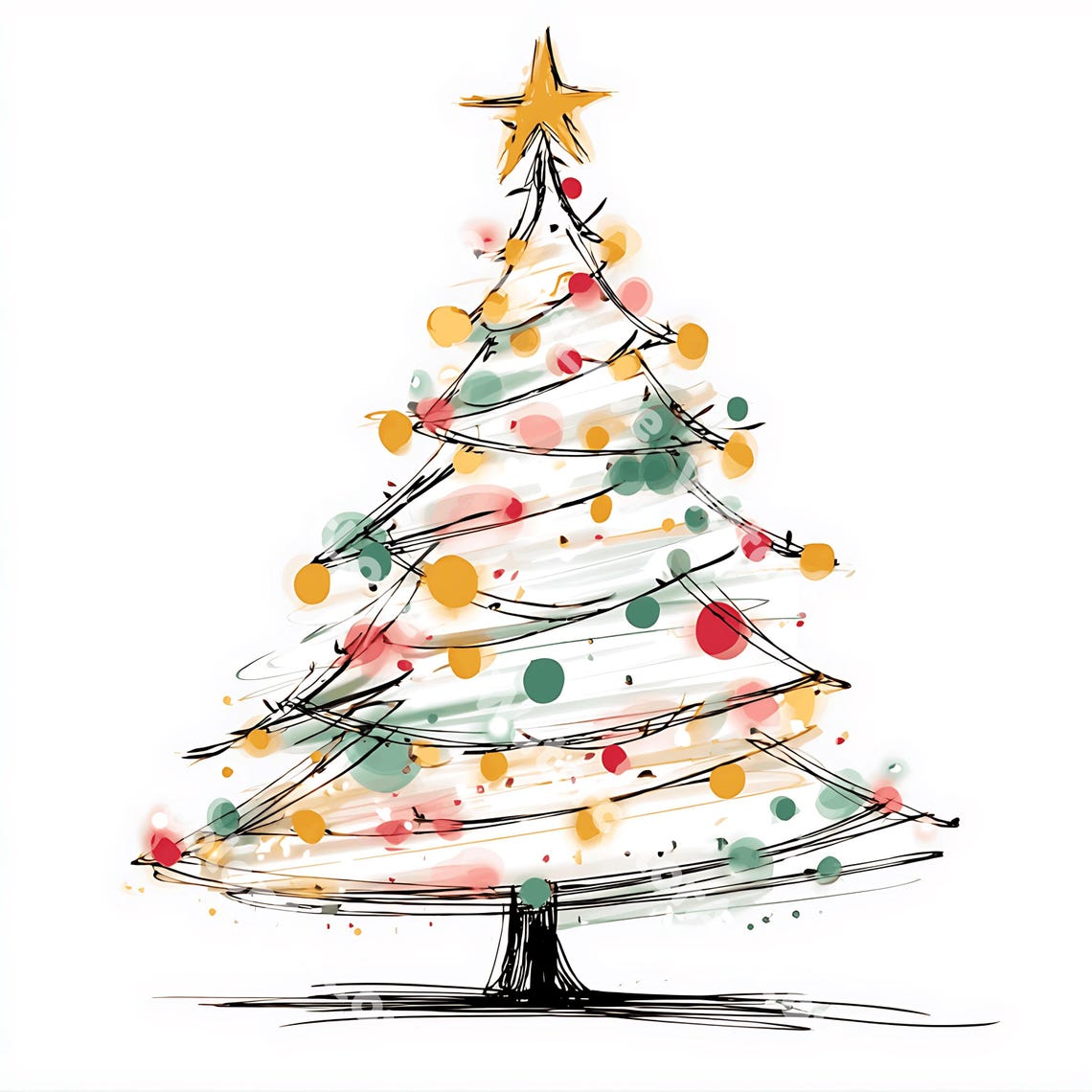 22 Line Art Christmas Tree Clipart - (digital Download Pngs) - Etsy