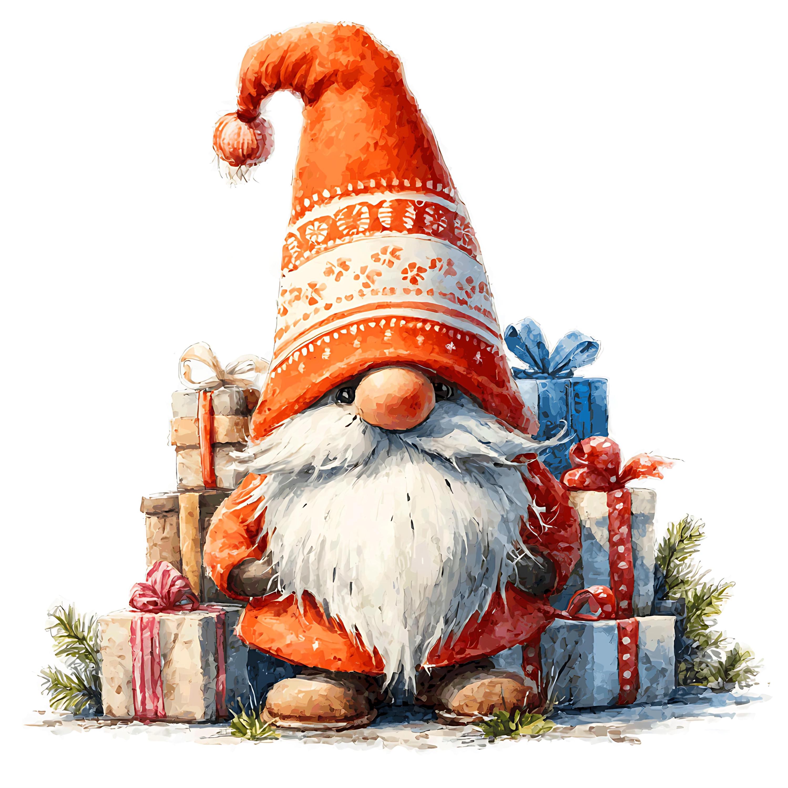 Christmas Gnomes Watercolor Clipart: Holiday Card Pngs (digital ...