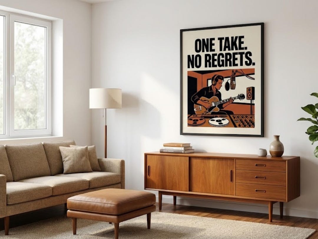 One Take No Regrets Poster | Music Studio Guitar Recording Wall Art - Etsy