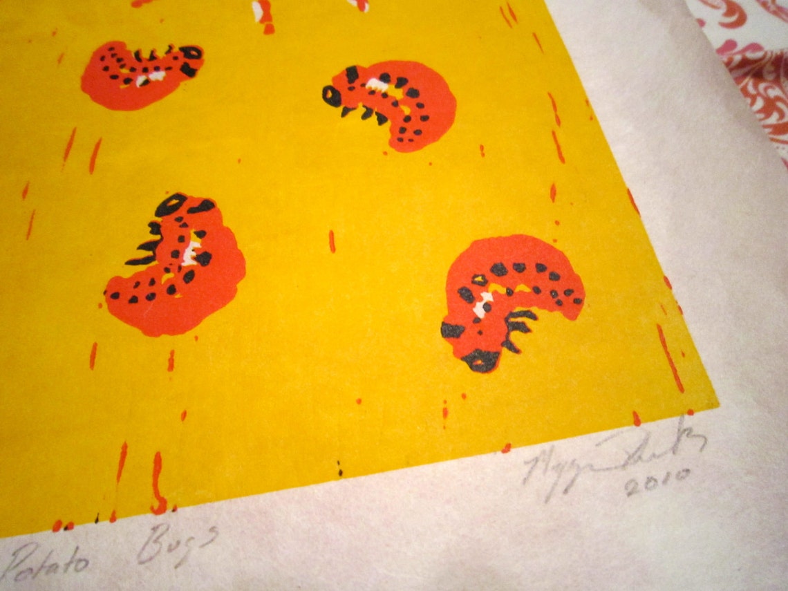 Potato Bugs Linocut/relief Print - Etsy