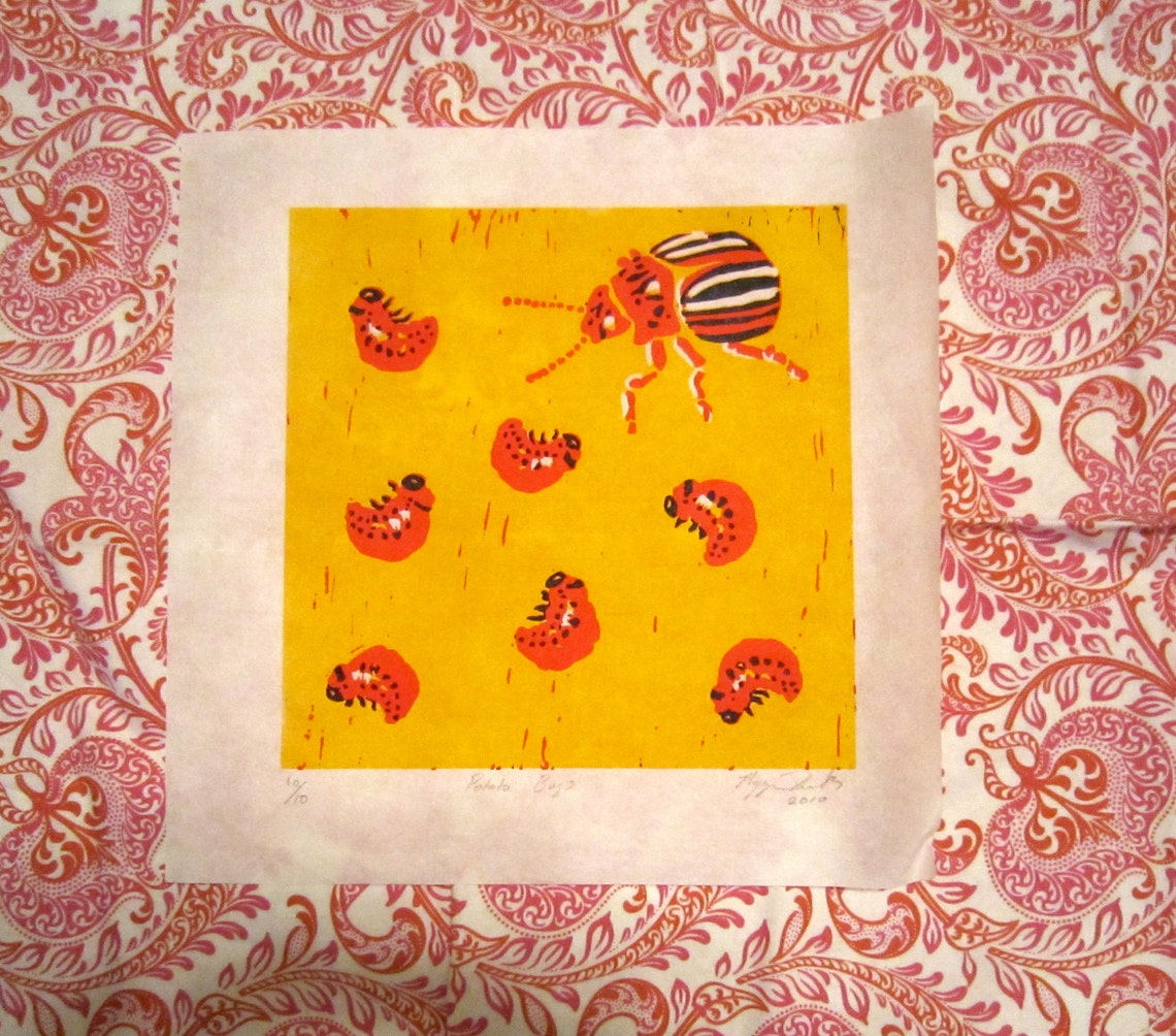 Potato Bugs Linocut/relief Print - Etsy