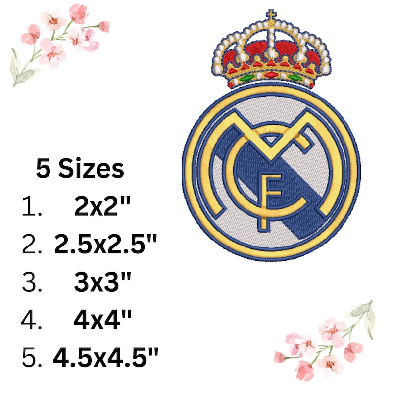 Real Madrid FC Logo Embroidery Design – 6 Sizes Included | Instant ...