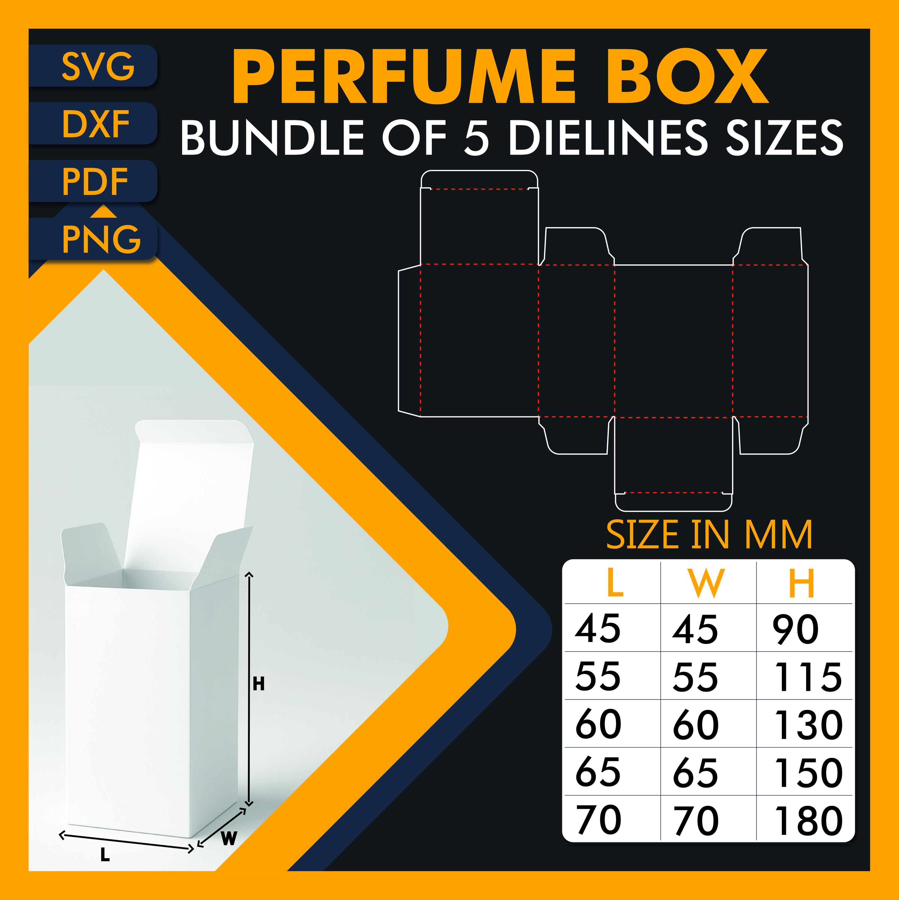 Bundle of 5 Perfume Box Dieline Template , Packaging Layout SVG ...