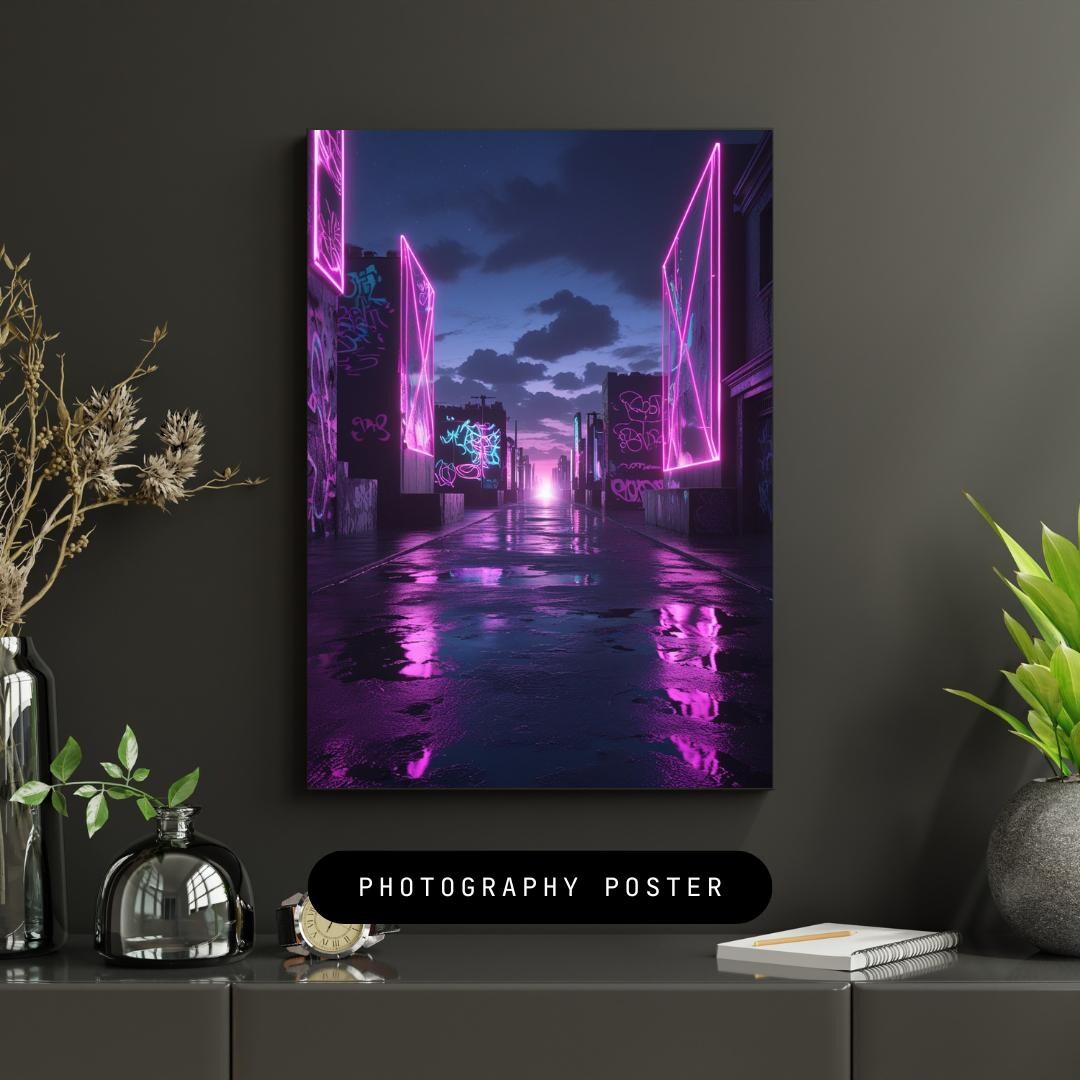 City Glow Neon Art Print: Urban Wall Art (digital Download) - Etsy