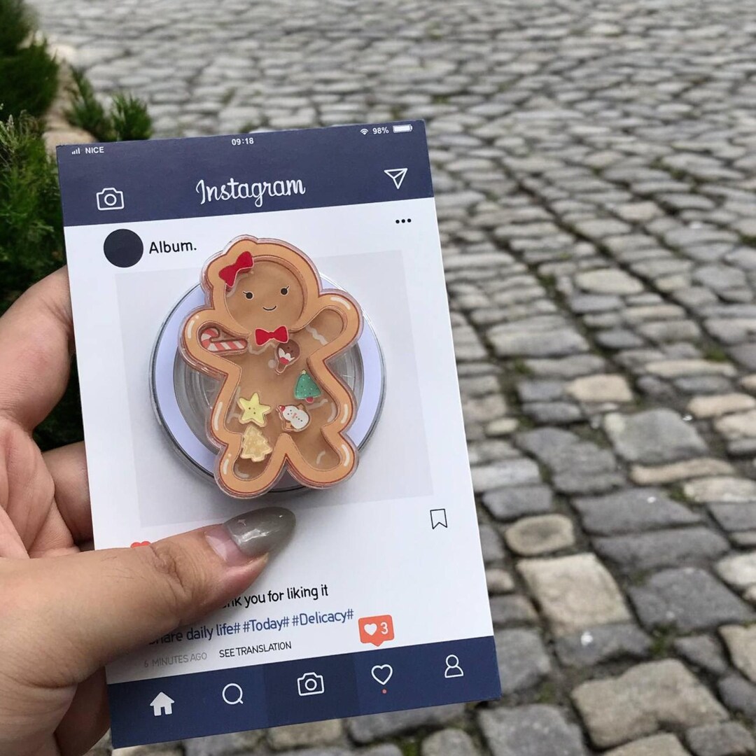 Gingerbread Man Shaking Magnetic Phone Grip, Christmas Shaker Popsocket ...