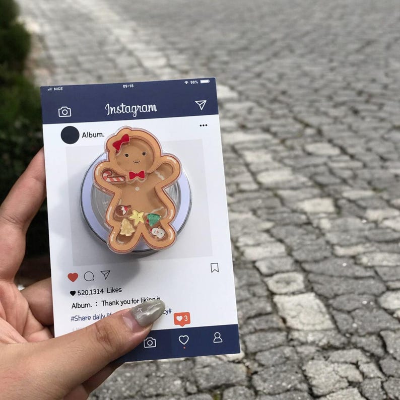 Gingerbread Man Shaking Magnetic Phone Grip, Christmas Shaker Popsocket ...