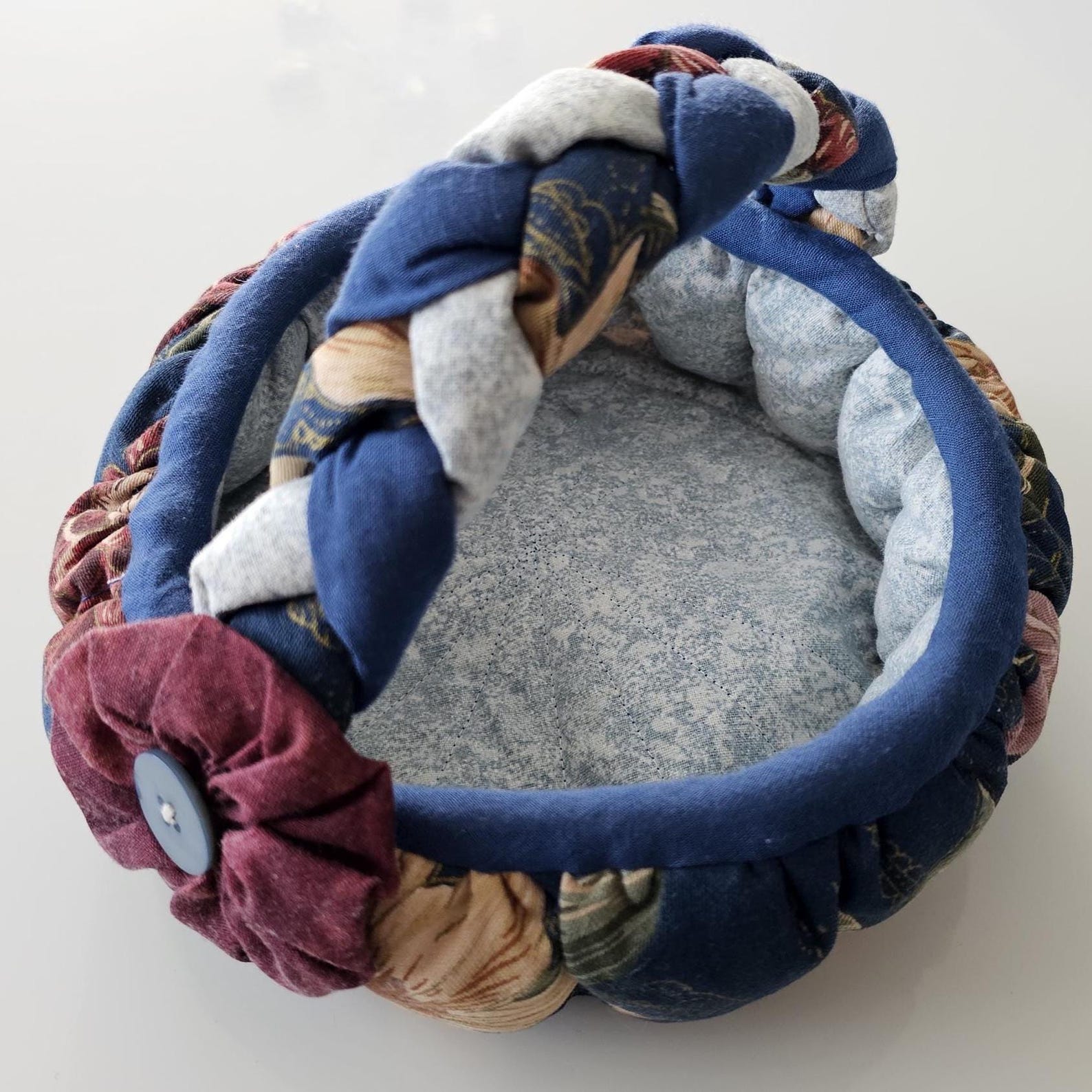 Handmade Fabric Basket – Quilted Cotton Organizer With Handle ...