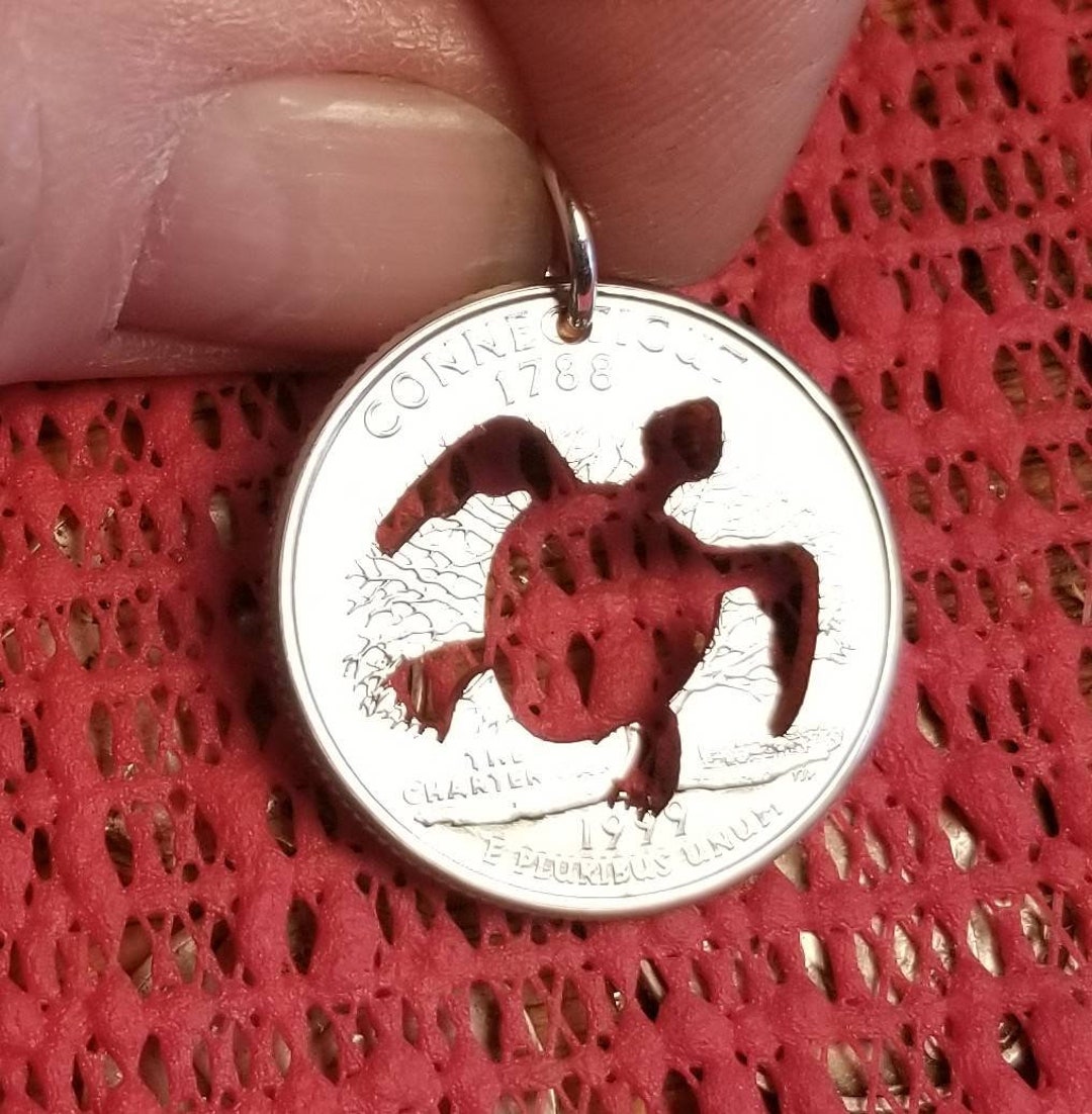 USA Quarter Turtle Cut Coin Pendant - Etsy