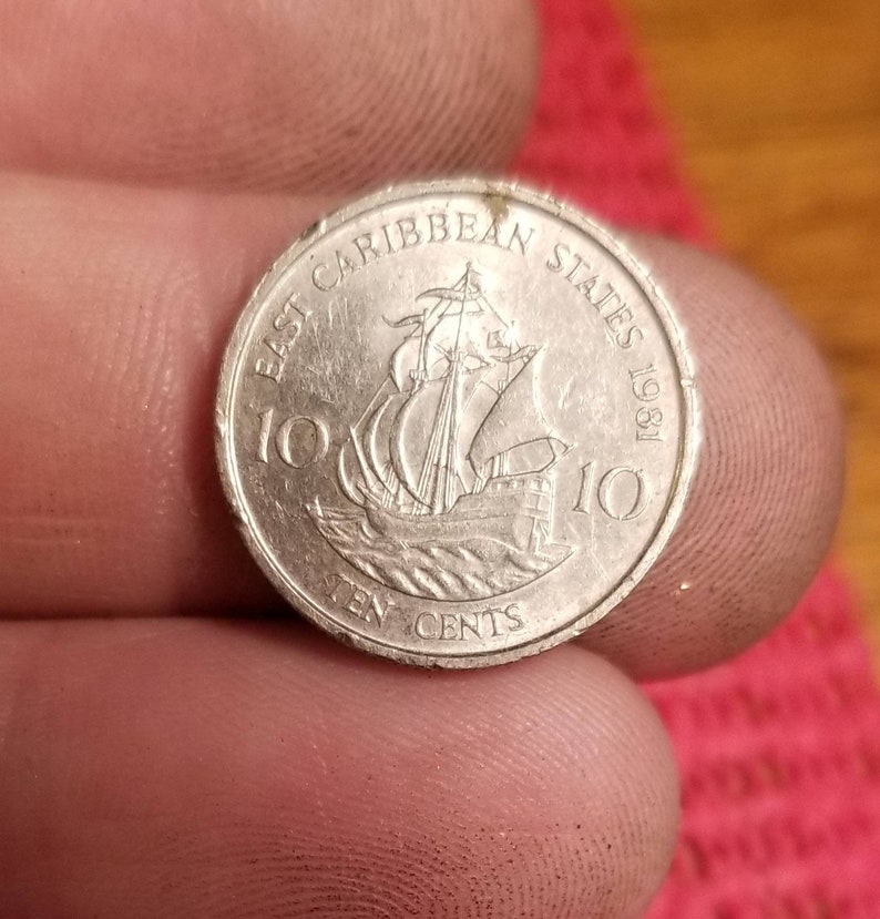 East Caribbean States 10 Cents Ship Coin - Etsy