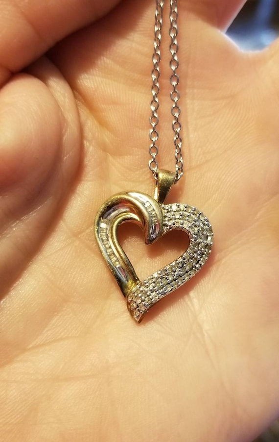 sterling floating heart pendant - Gem