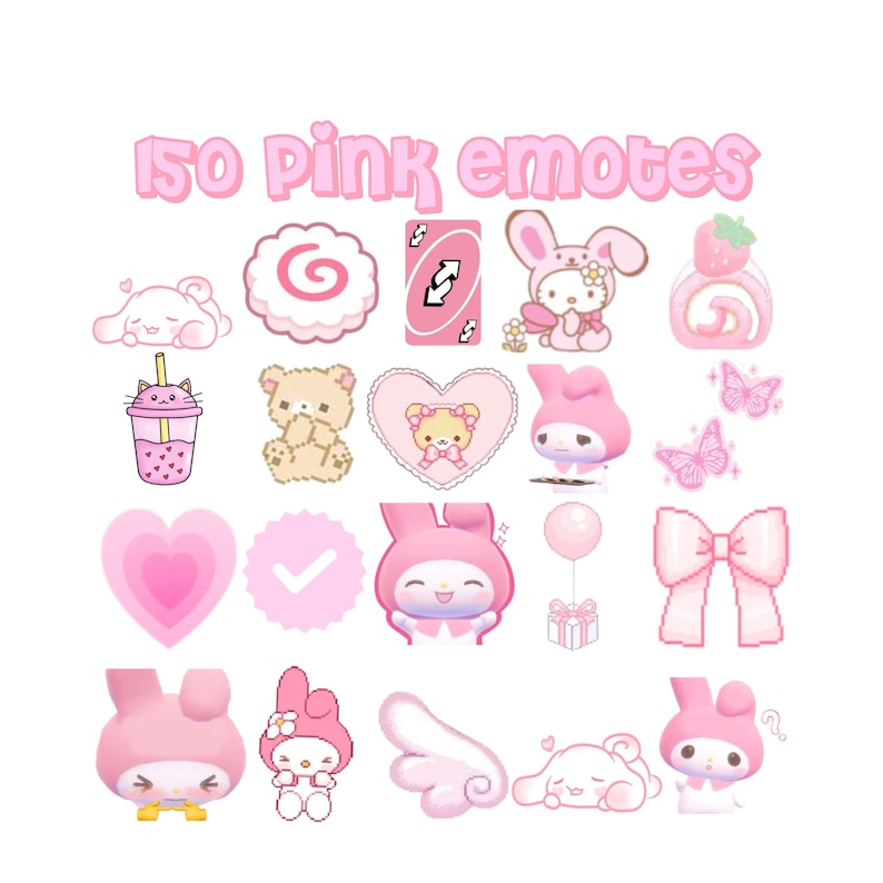 150+ Pink Emotes Pack L for Discord and Twitch L Cute and Kawaii L ...