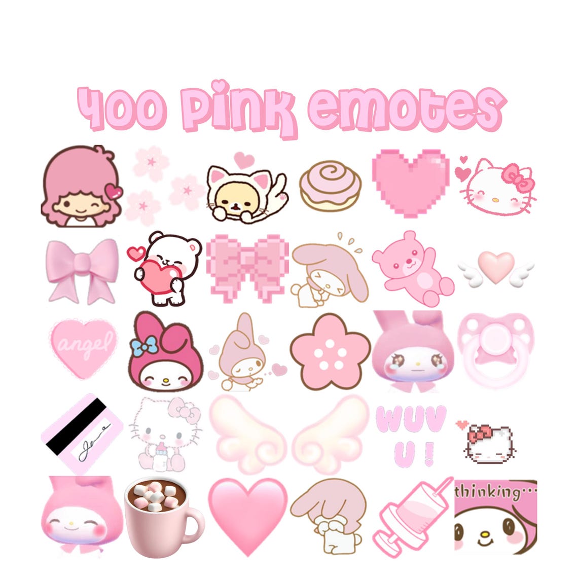 400 Pink Emotes Pack L for Discord and Twitch L Cute and Kawaii L ...