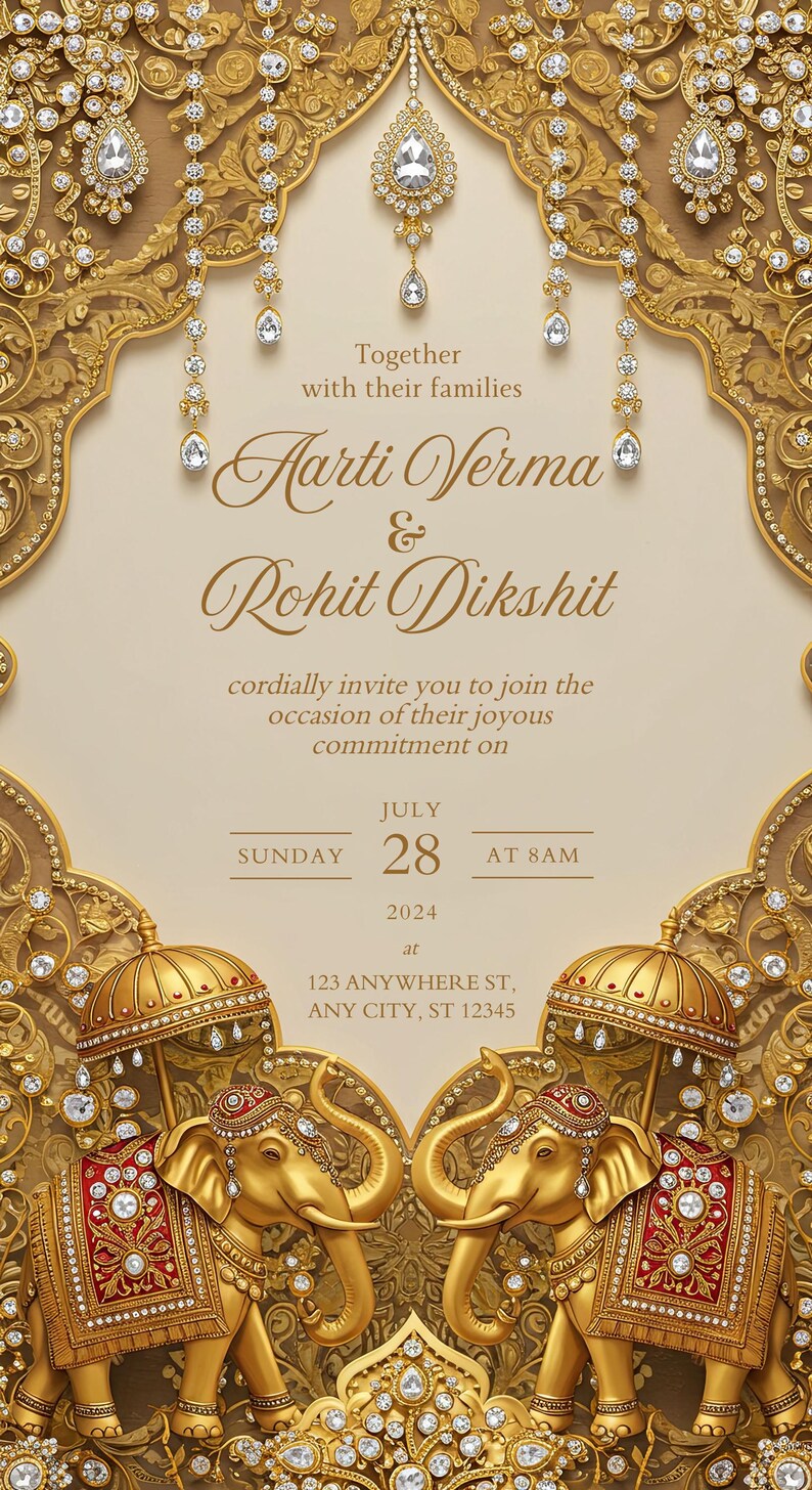 Indian Wedding Invitation Template: Customizable Hindu Ceremony Design ...