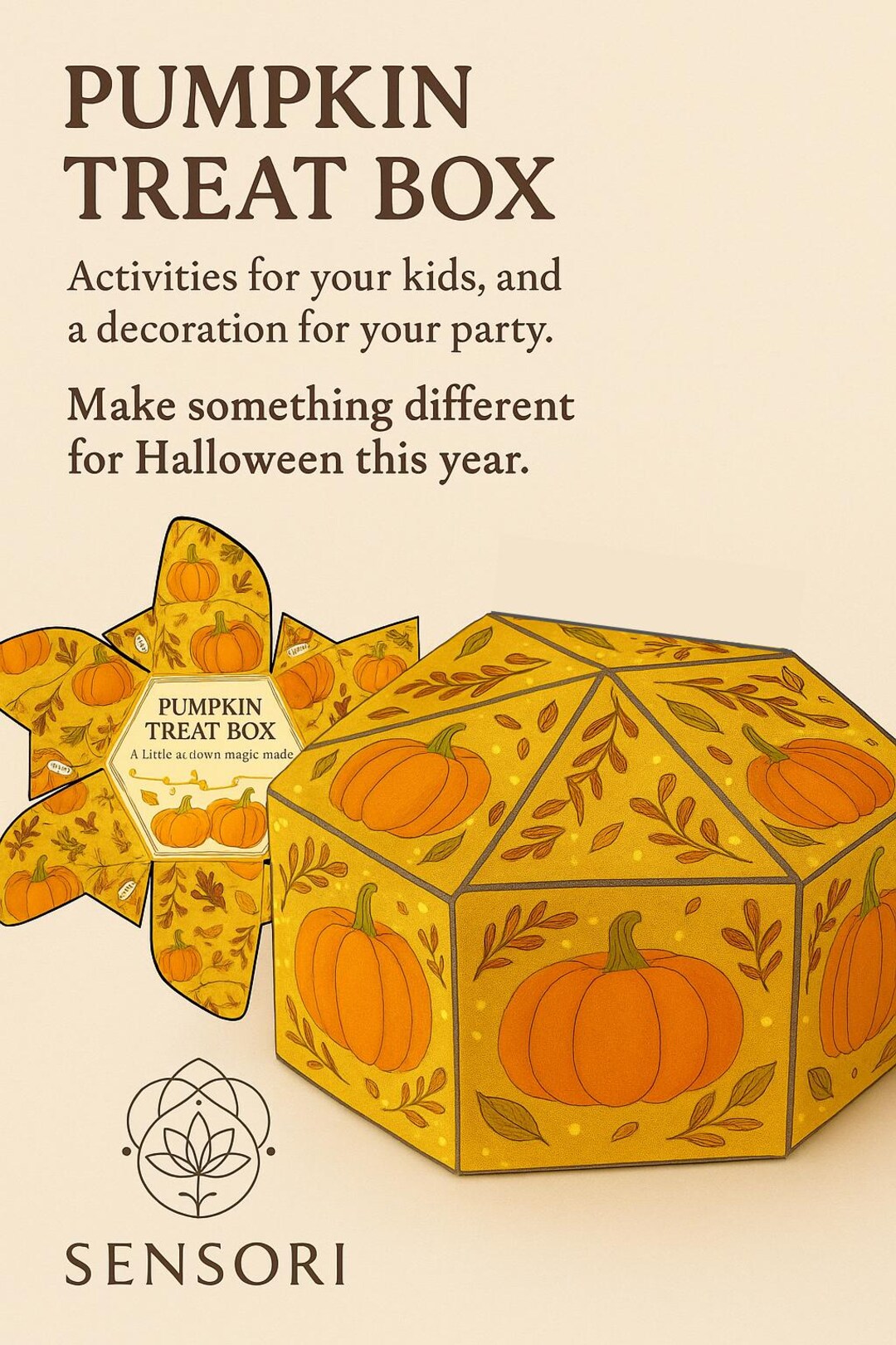 Printable Halloween Treat Box | DIY Pumpkin Candy Box Template PDF - Etsy