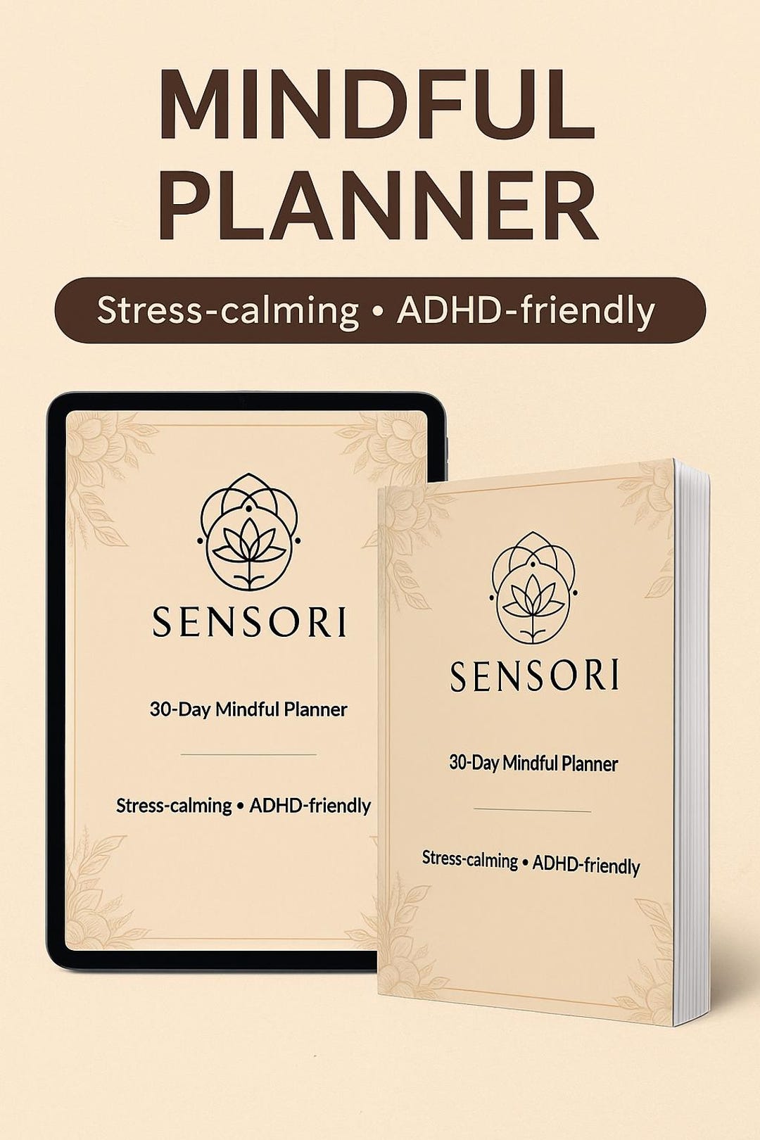 30-day Mindful Planner PDF | ADHD & Stress Relief Journal | Daily Self ...