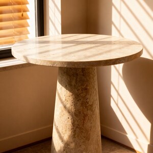 Handmade Travertine Pedestal Table: Modern Natural Stone Coffee Side ...