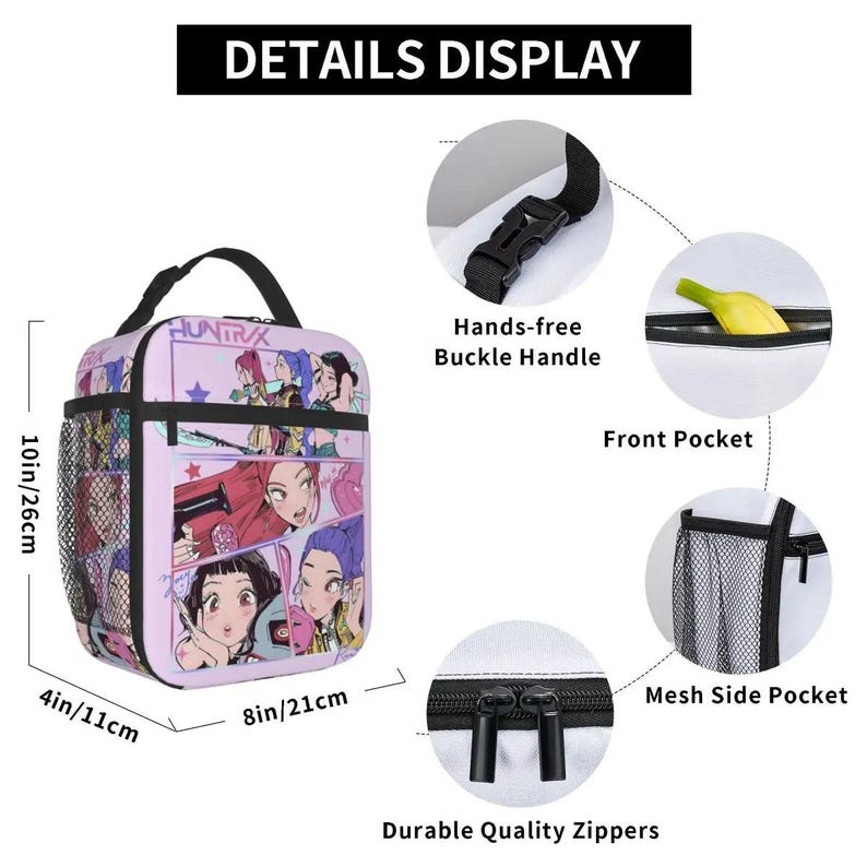 Huntrix K-pop Demon Hunters Lunch Bag – Cute Oxford Cooler Tote for ...