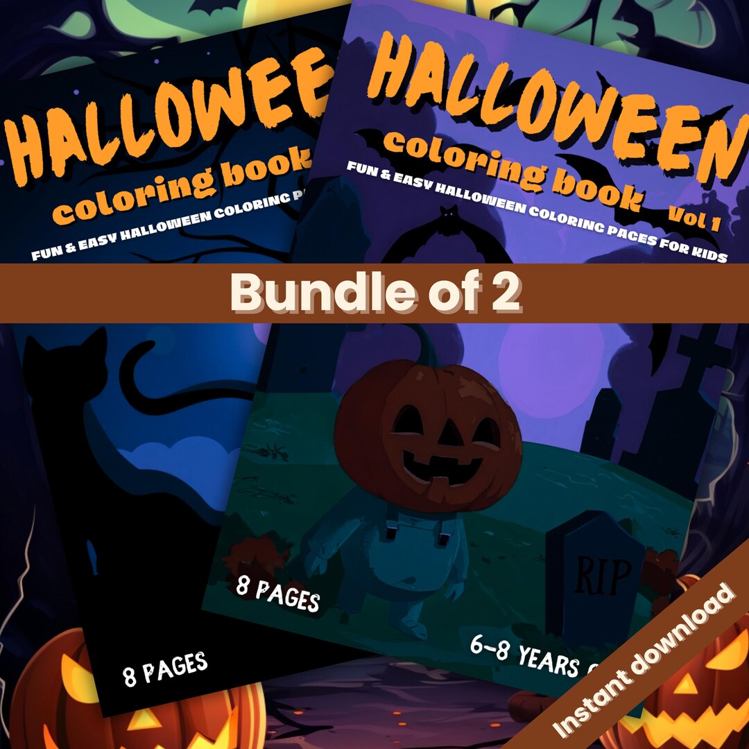 Bundle Halloween Coloring Pages for Kids – Volume 1 and 2 | 16 Easy ...