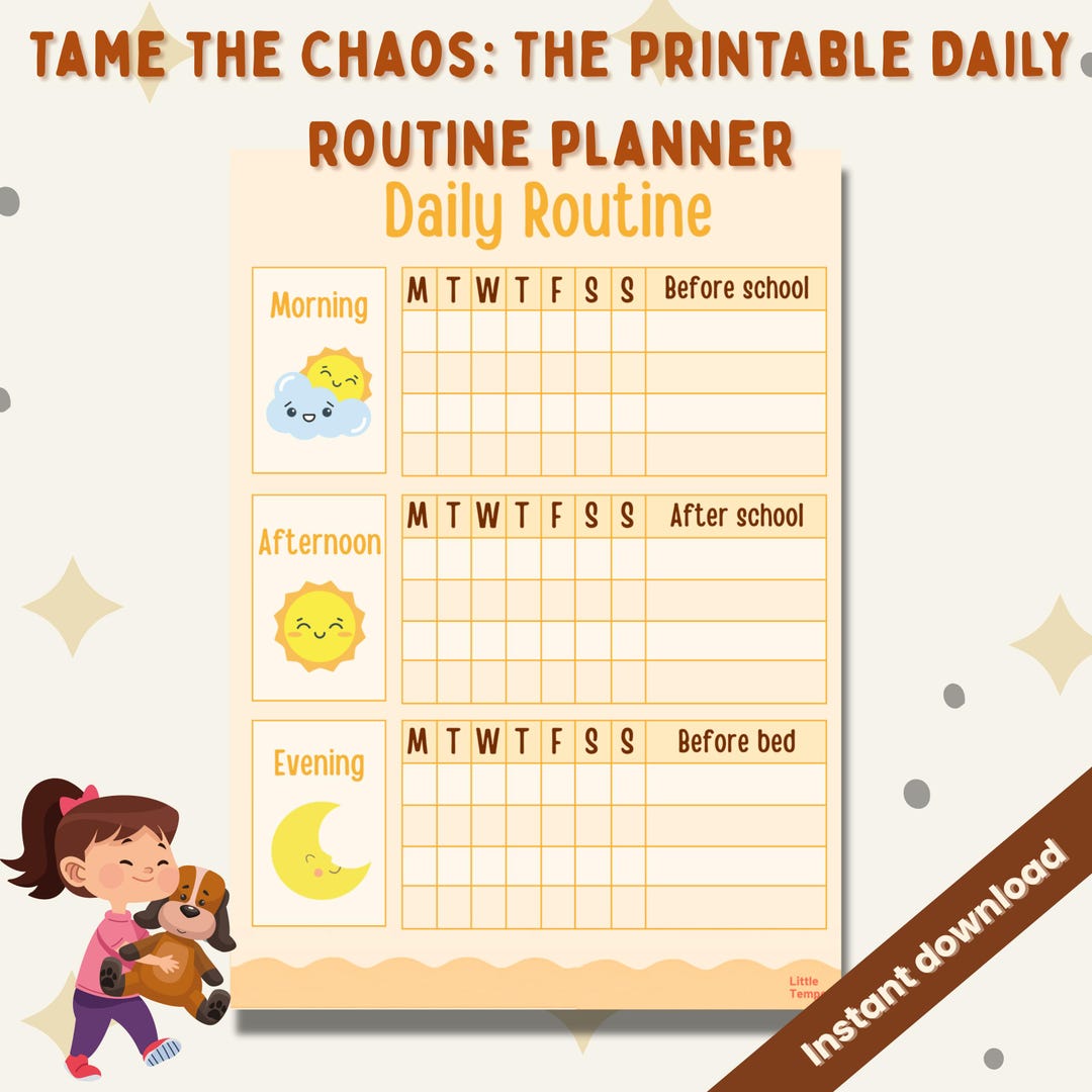Daily Routine Chart for Kids – Printable PDF (A4) - Etsy UK