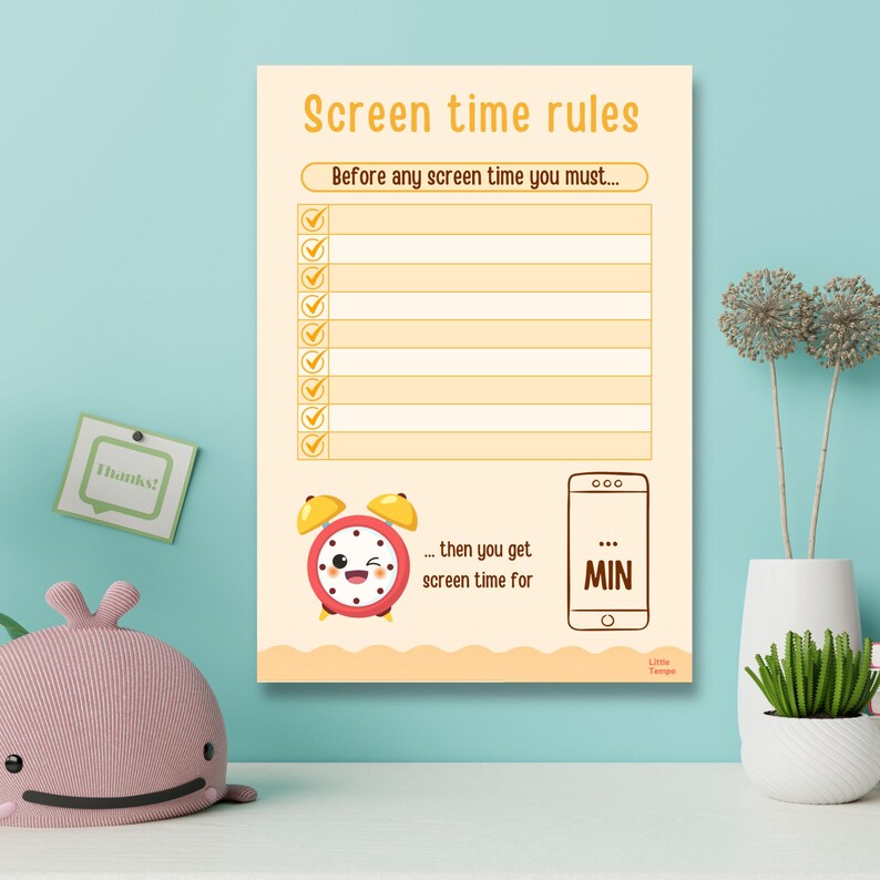 Kids Screen Time Rules Chart - Printable PDF to Limit Screen Time ...