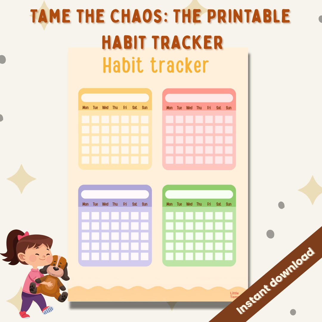 Printable Habit Tracker for Kids – Fun Printable Daily Organization PDF ...