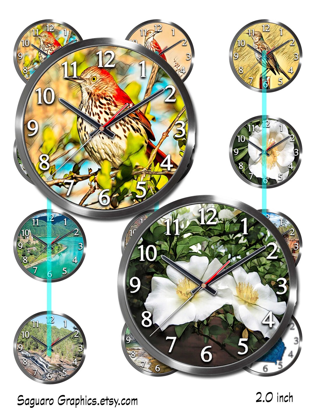 Georgia Art US State Map Art Clocks Circles/squares 2.0 Inch, Instant Digital Downloads, Collage ...