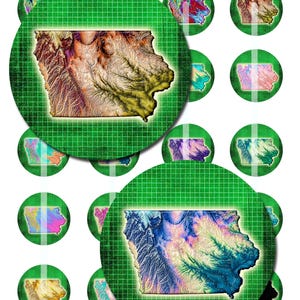 Iowa US State Map Art Circles 1.5 & 1.0 Inch, Instant Digital Map Art ...