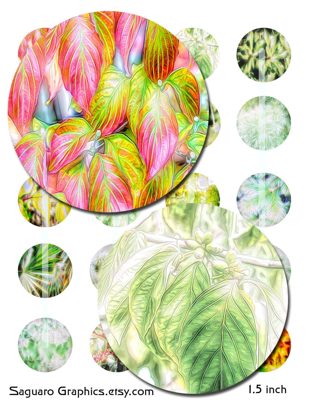 3D City Flare - Urban Leaves Abstract Art - Circle 1.5 & 1.0 Inch for ...