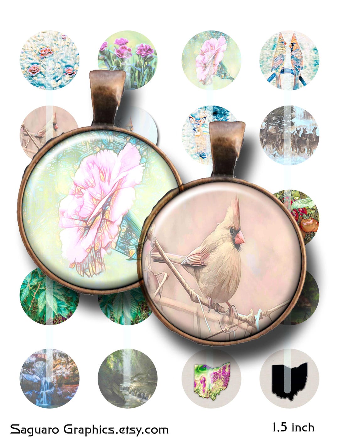 Ohio State Art Collage Sheet: Printable Circle & Square Images (digital ...