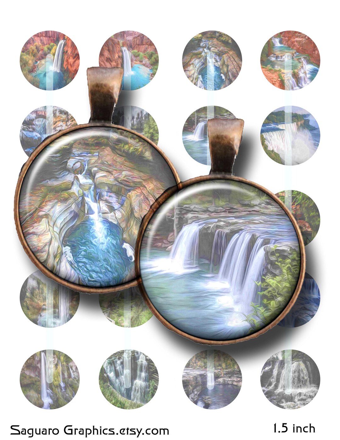 Texture Paintings Waterfalls Art Collage Sheet (digital Download) - Etsy