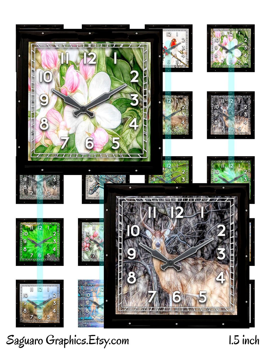 Michigan US State Map Art Clocks Circles/squares 1.5-1.0 Inch, Instant ...