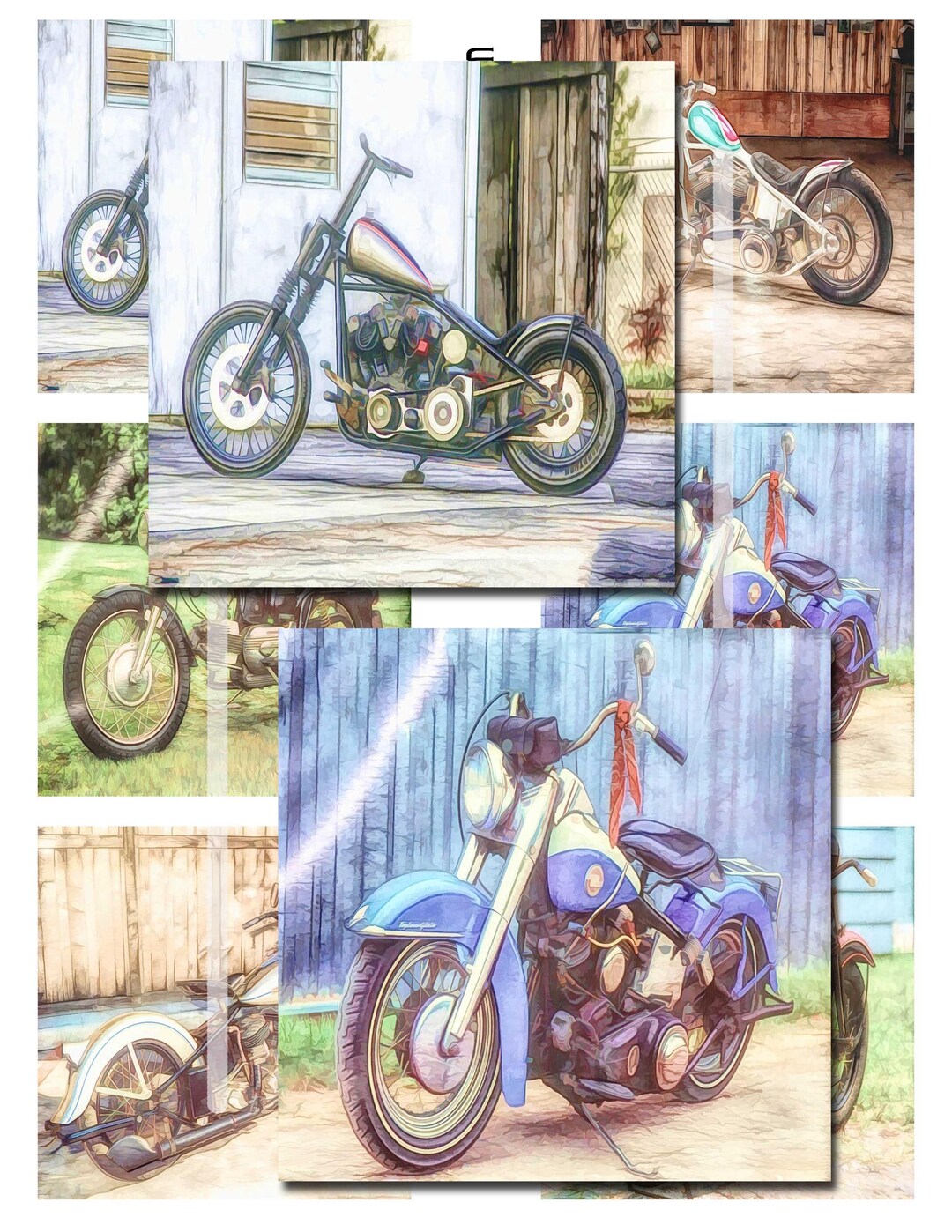 HDR Motorcycle Drawings Art - 4.0 Inch Coasters for Craft Projects ...