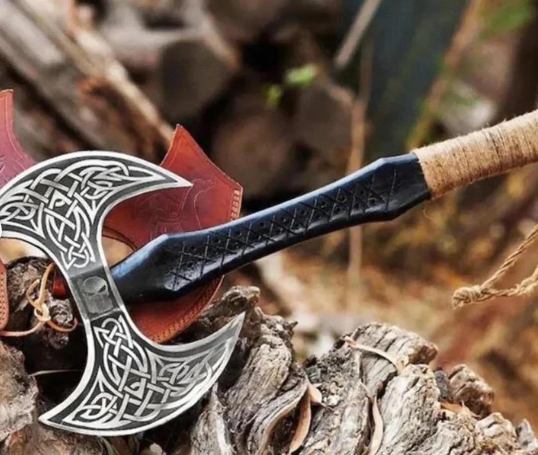 Hand-forged Dual Edge Axe: Rustic Viking Decor, Collectible Display - Etsy