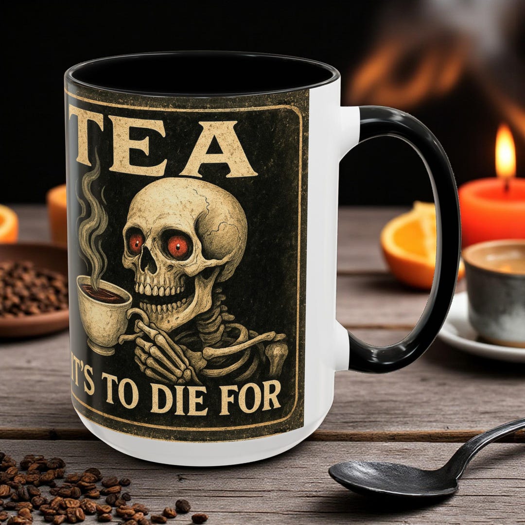 Funny Gothic Skeleton Teacup, Horror Tea Lover Gift, Halloween Gothic ...