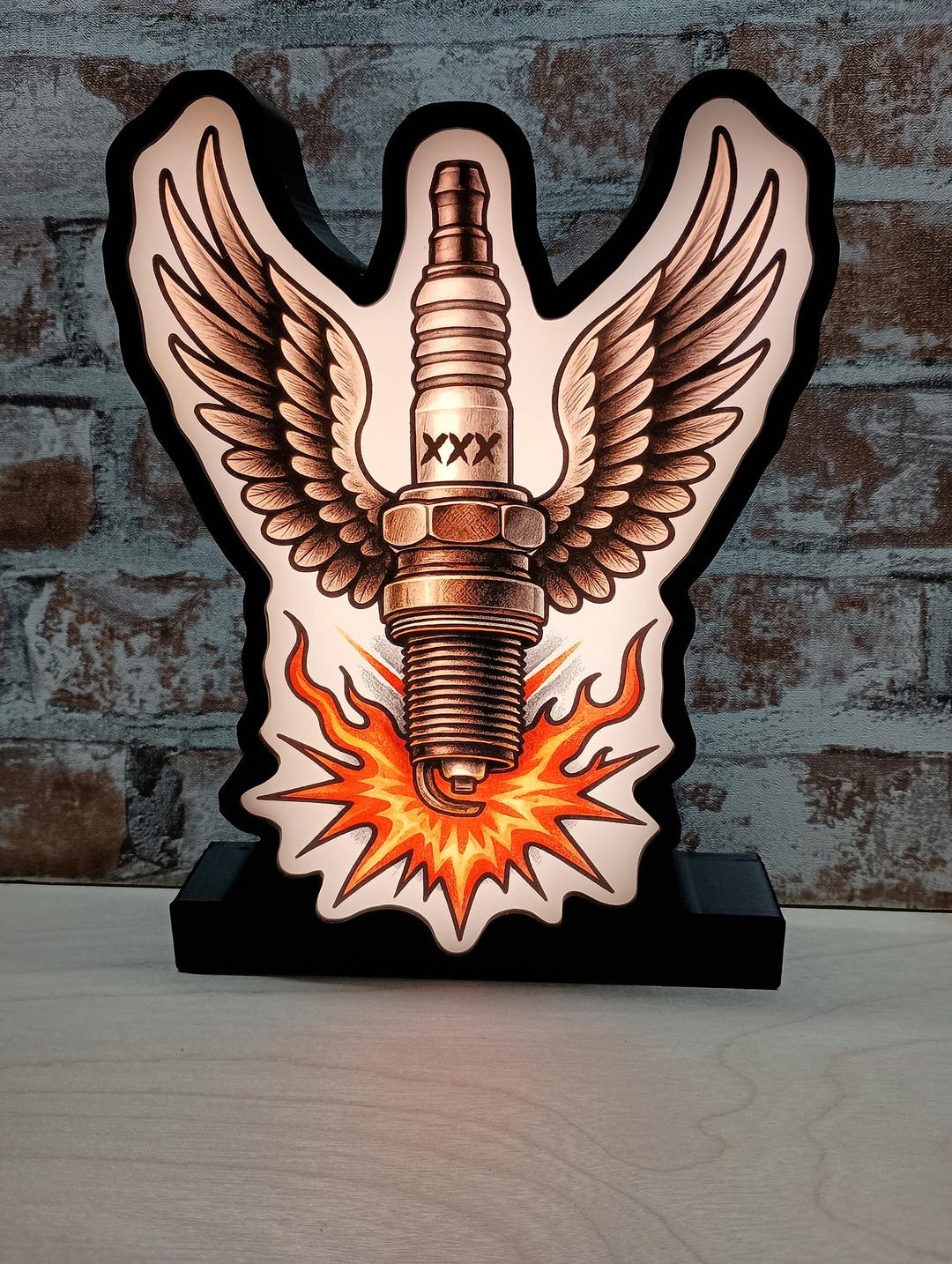 Winged Spark Plug LED Light: Retro Hot Rod Garage Decor - Etsy