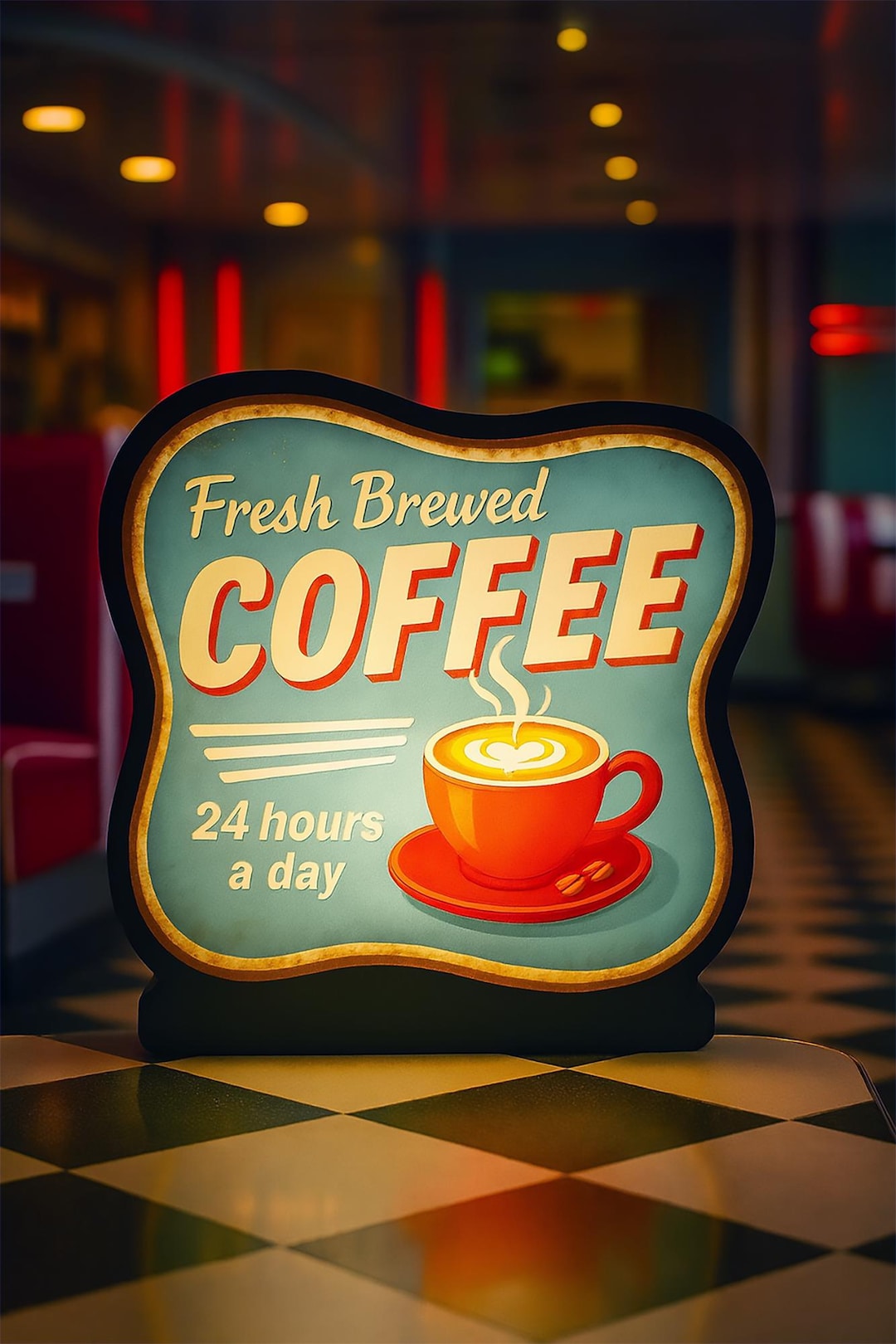 Fresh Brewed Coffee LED Sign – Retro Diner Style Kitchen Decor - Etsy