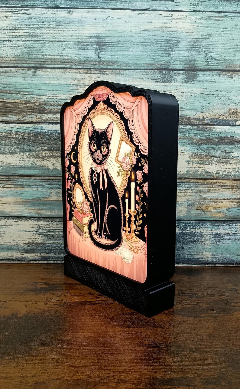 Victorian Black Cat LED Night Light: Gothic Coquette Home Decor - Etsy