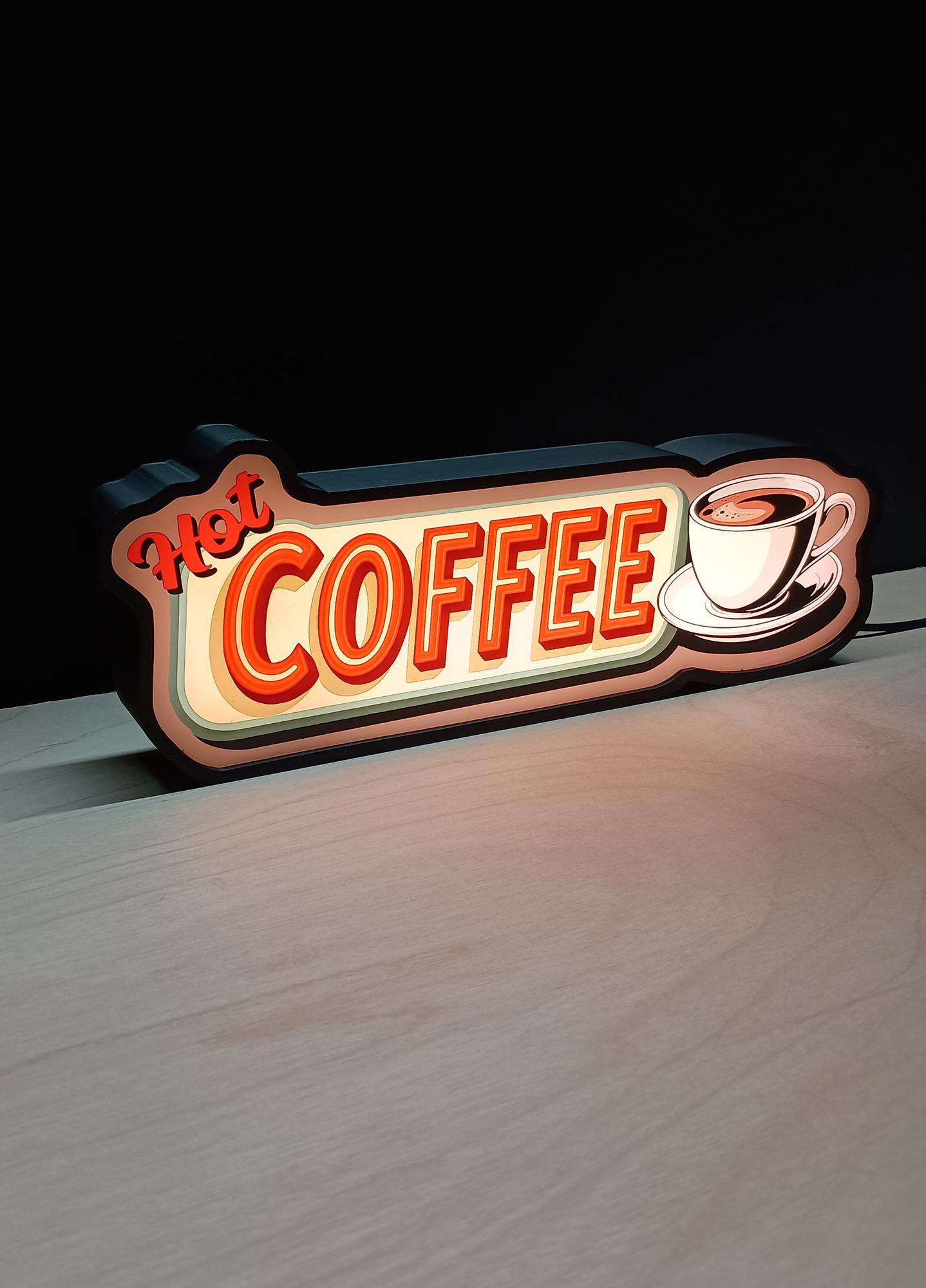 Retro Hot Coffee LED Sign: Vintage Kitchen Decor - Etsy